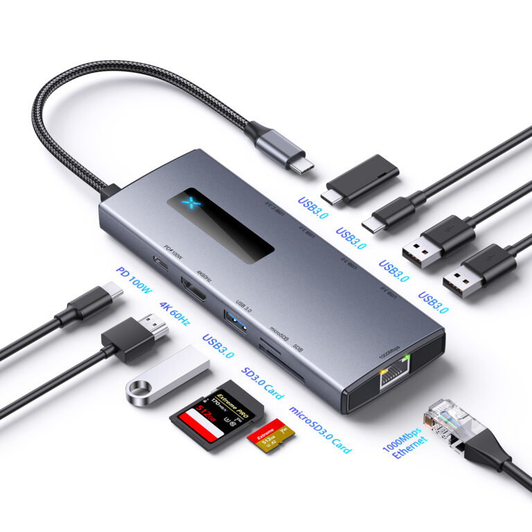 10-in-1 USB-C HUB with 4K@60Hz, 100W PD & Gigabit Ethernet | YC-933-C